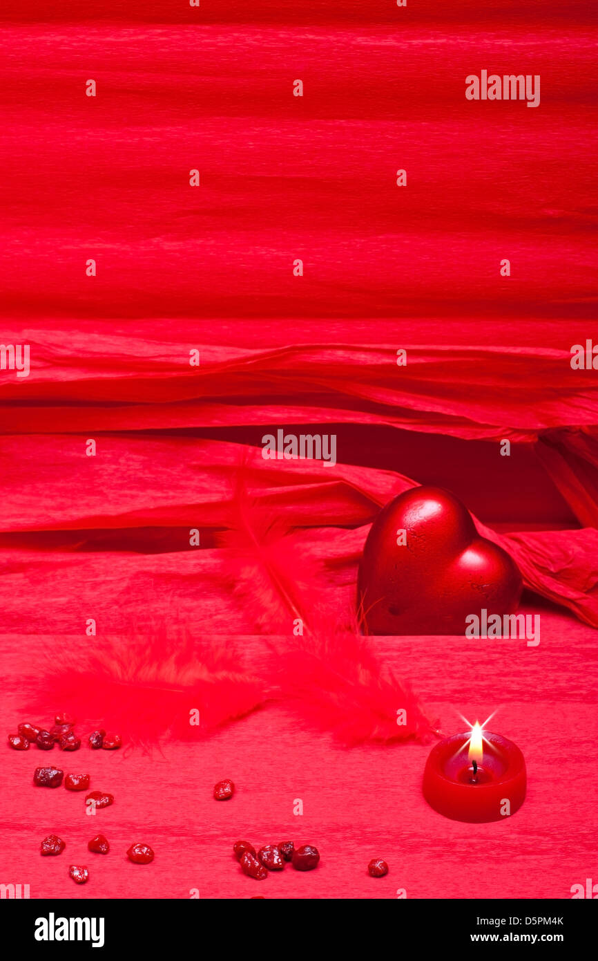 Romantic red background with heart and copy space Stock Photo - Alamy
