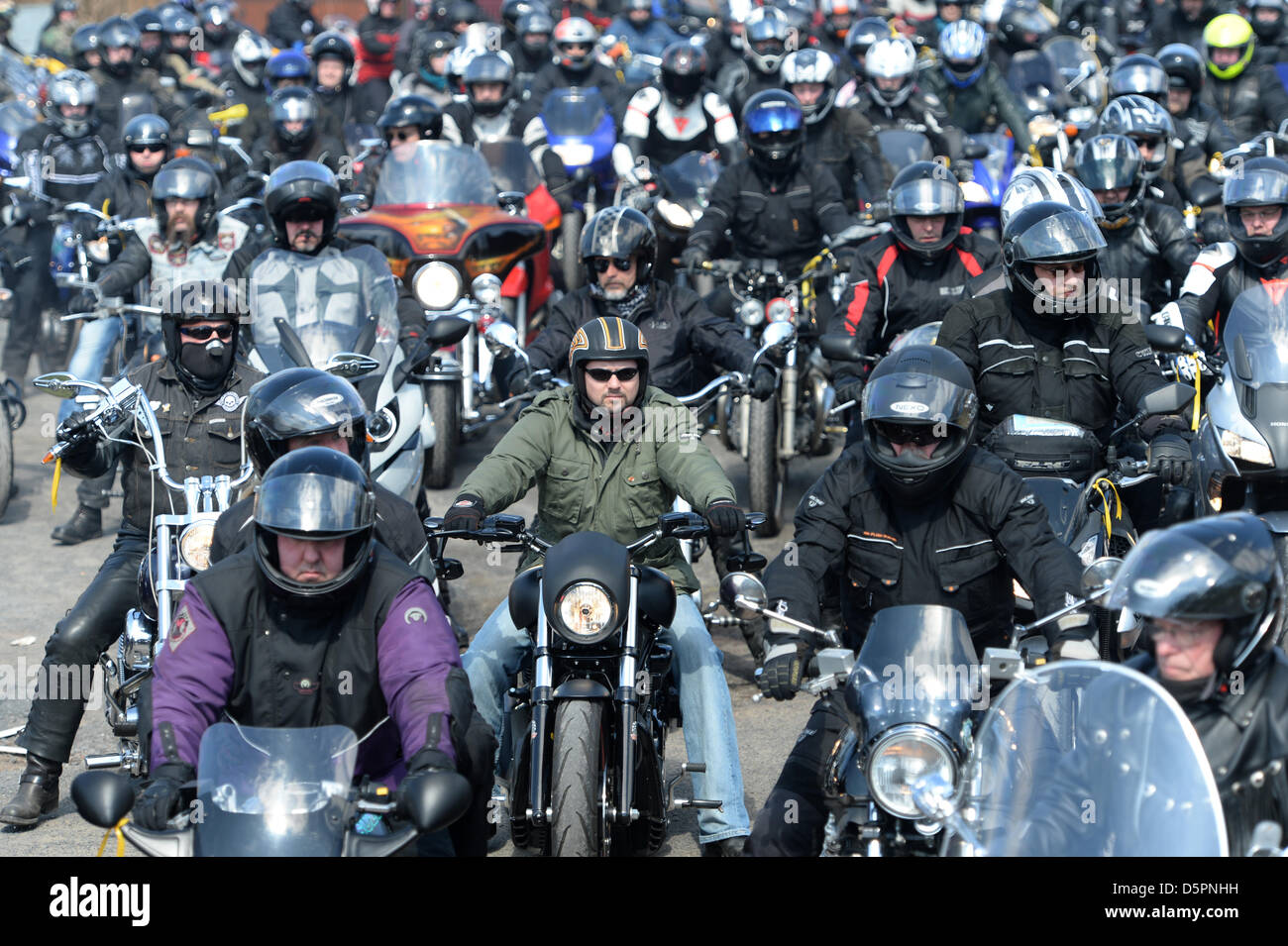 Motor cyclists gather for a corso after the mass in the mountain church ...
