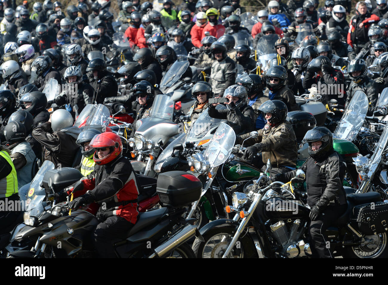 Motor cyclists gather for a corso after the mass in the mountain church ...