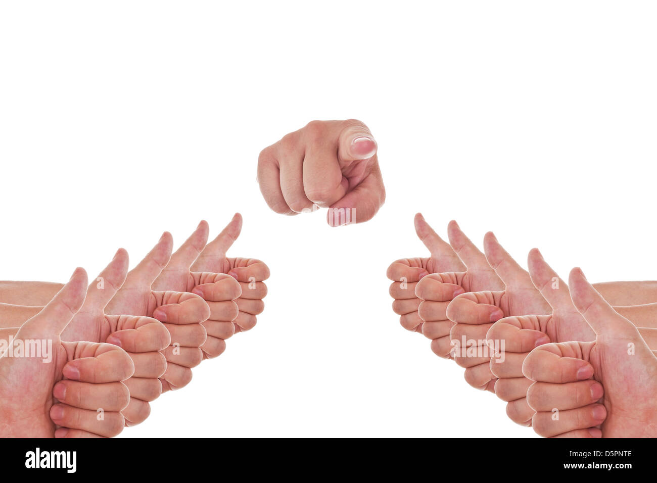 a lot of hands with thumbs up and a finger point to you Stock Photo - Alamy