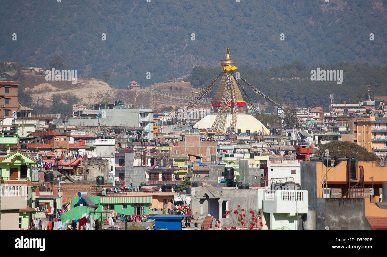 Boudha, Bouddhanath or Baudhanath Stupa, Kathmandu, Nepal Stock Photo ...