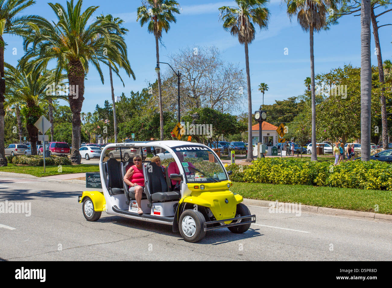 Free shuttle service vehicle in downtown Venice Florida Stock Photo - Alamy