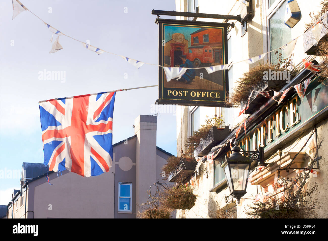 Union flag flying outside the 'Post Office' pub in Kirkham,Lancashire ...