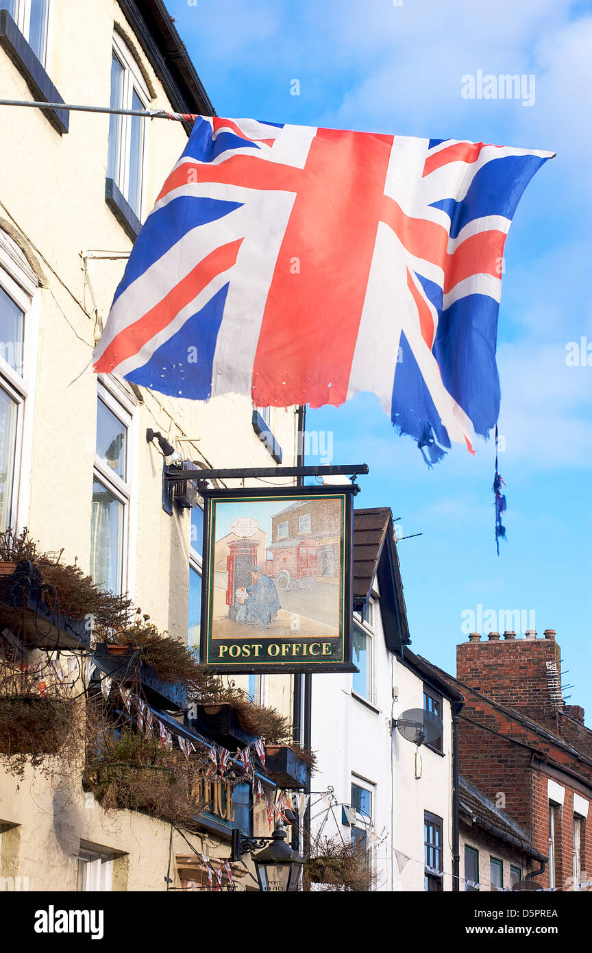 Union flag flying outside the 'Post Office' pub in Kirkham,Lancashire ...