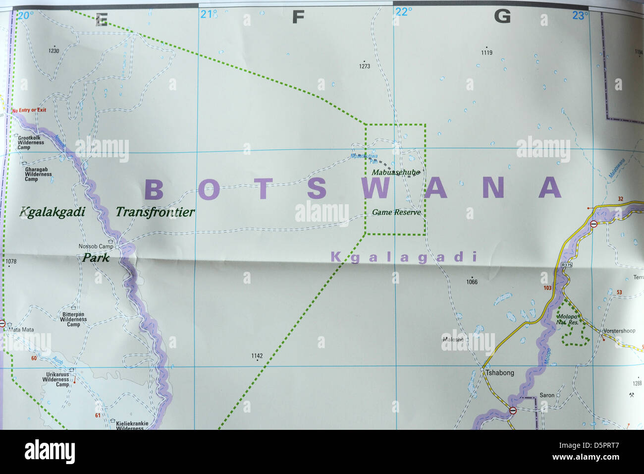 Image of a map of Southern Africa focusing on Botswana Stock Photo - Alamy