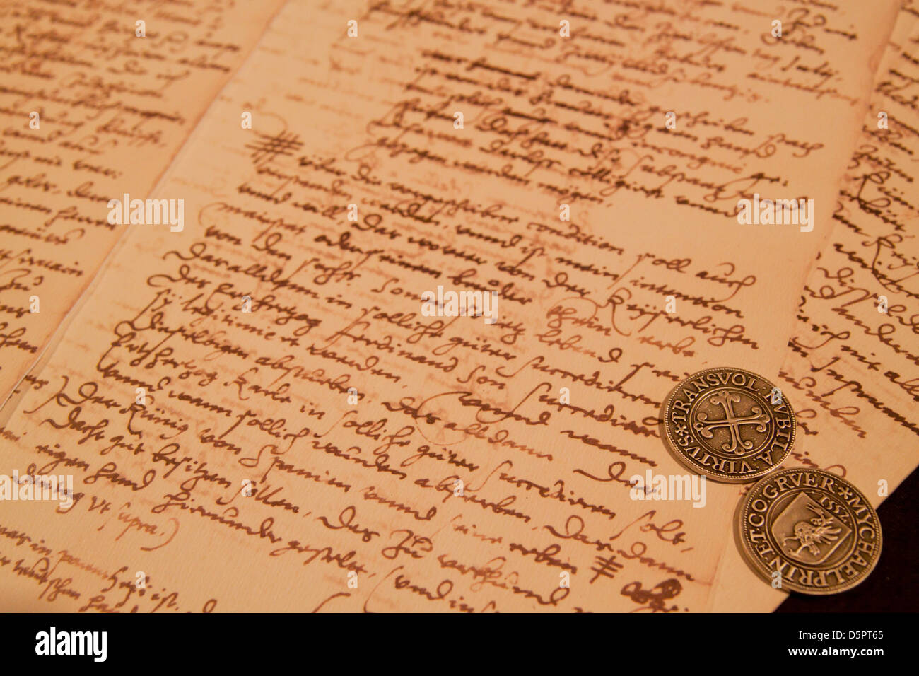 An old letter preserved in a museum in Switzerland Stock Photo - Alamy