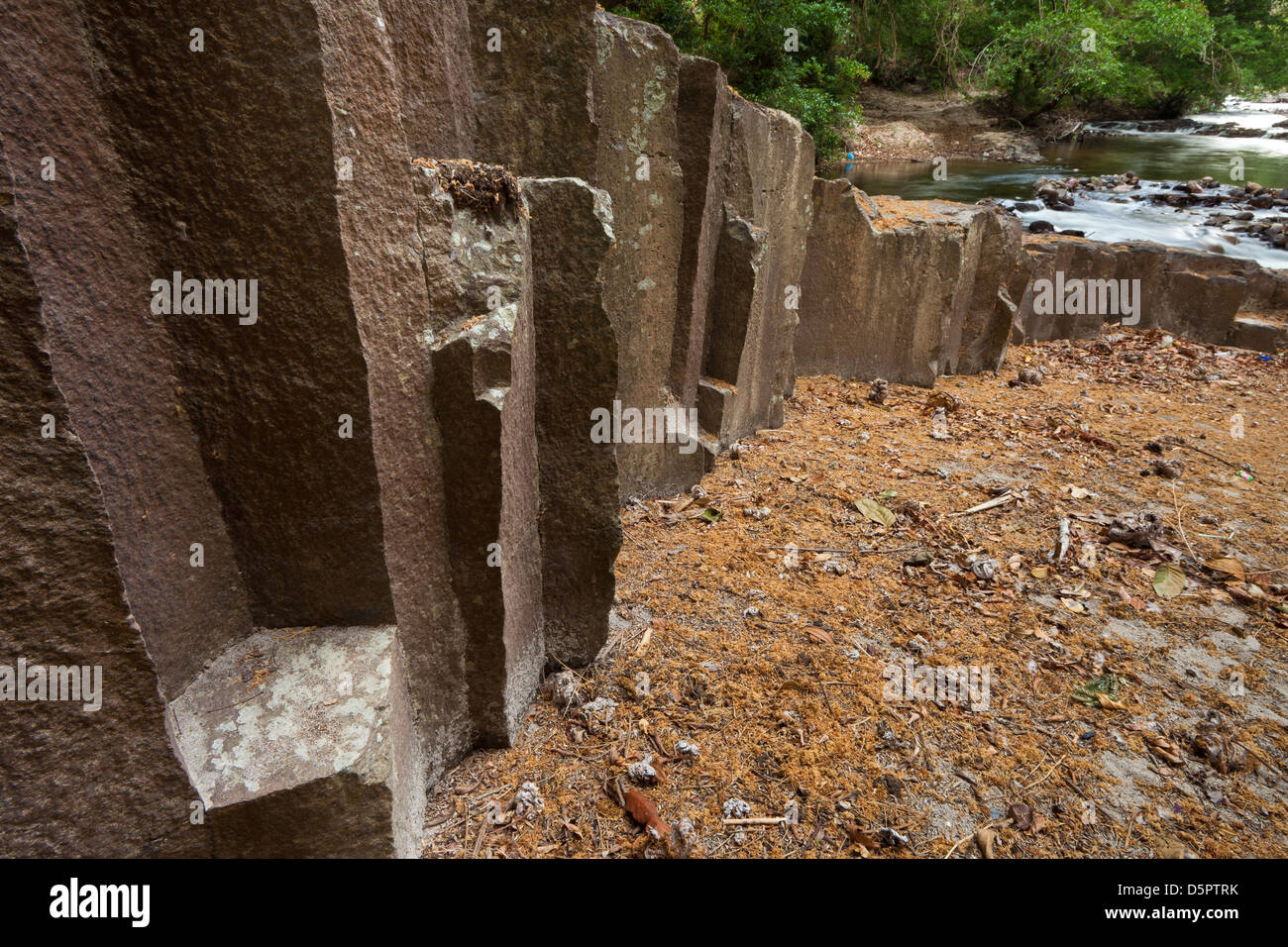 Cubic rock at the riverside of Rio Zarati in the Cocle province ...