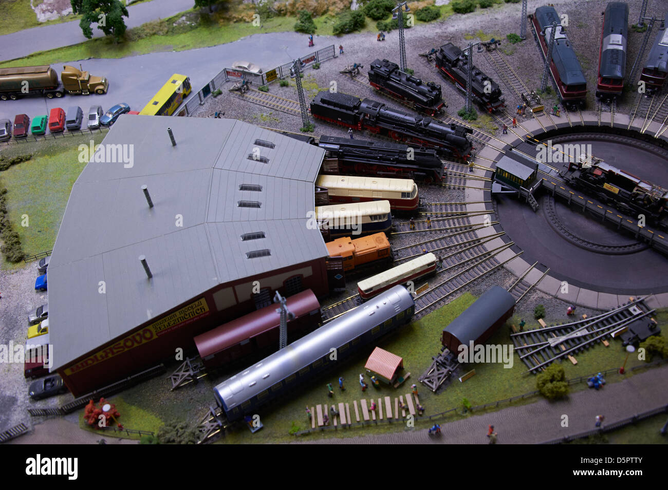 Detail of Model toy railway railroad plant with Locomotive, wagon ...