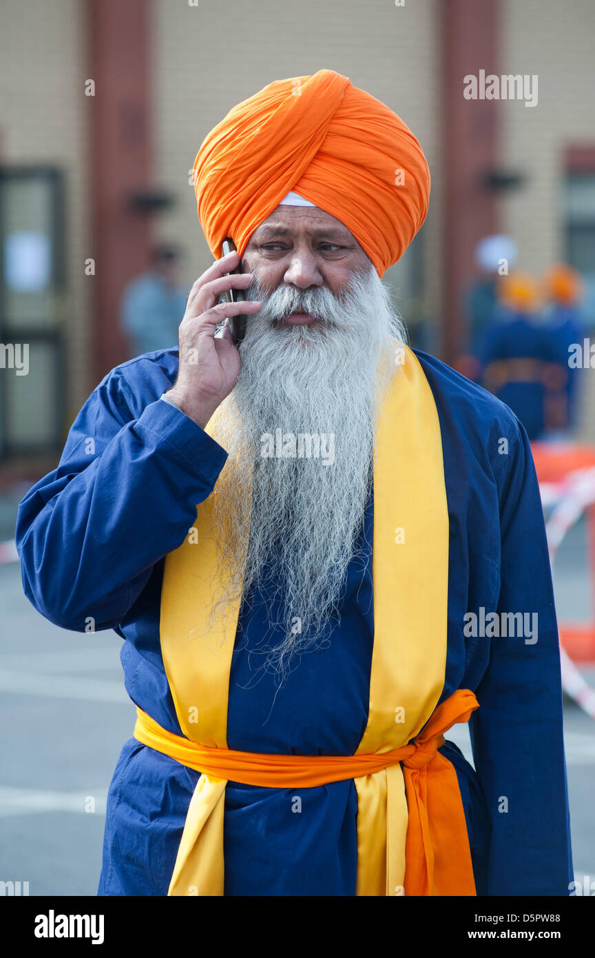 London, UK. 7th April 2013. a member of the Sikh community talks on the ...