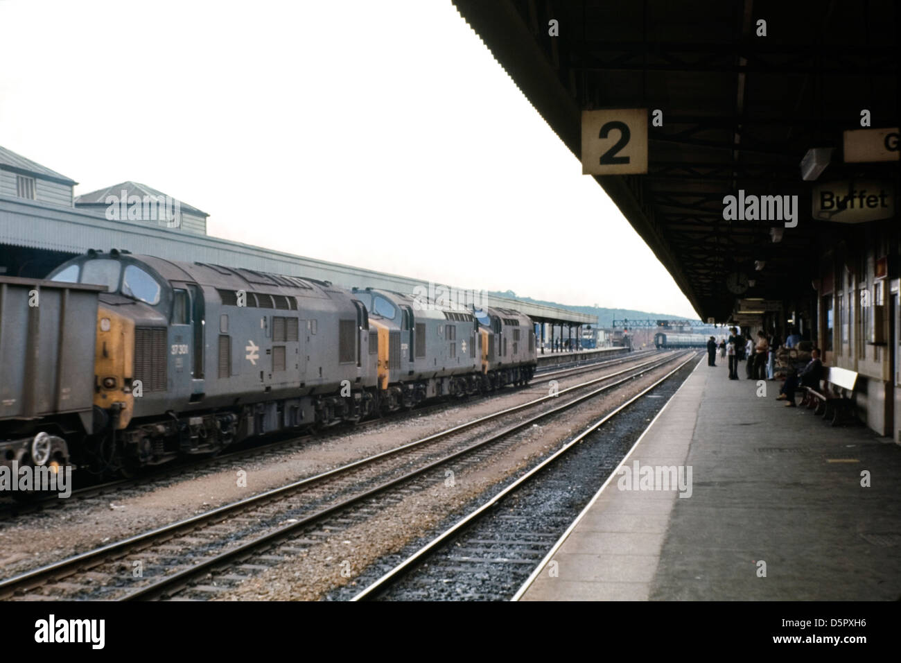 triple headed class 37 diesel locomotives hauling freight through ...