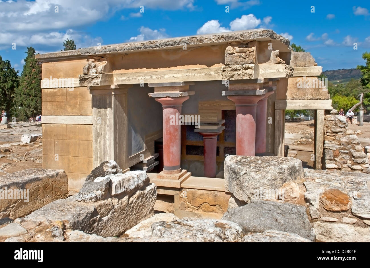 Excavated and reconstructed ruins of the bronze age Minoan palace of ...