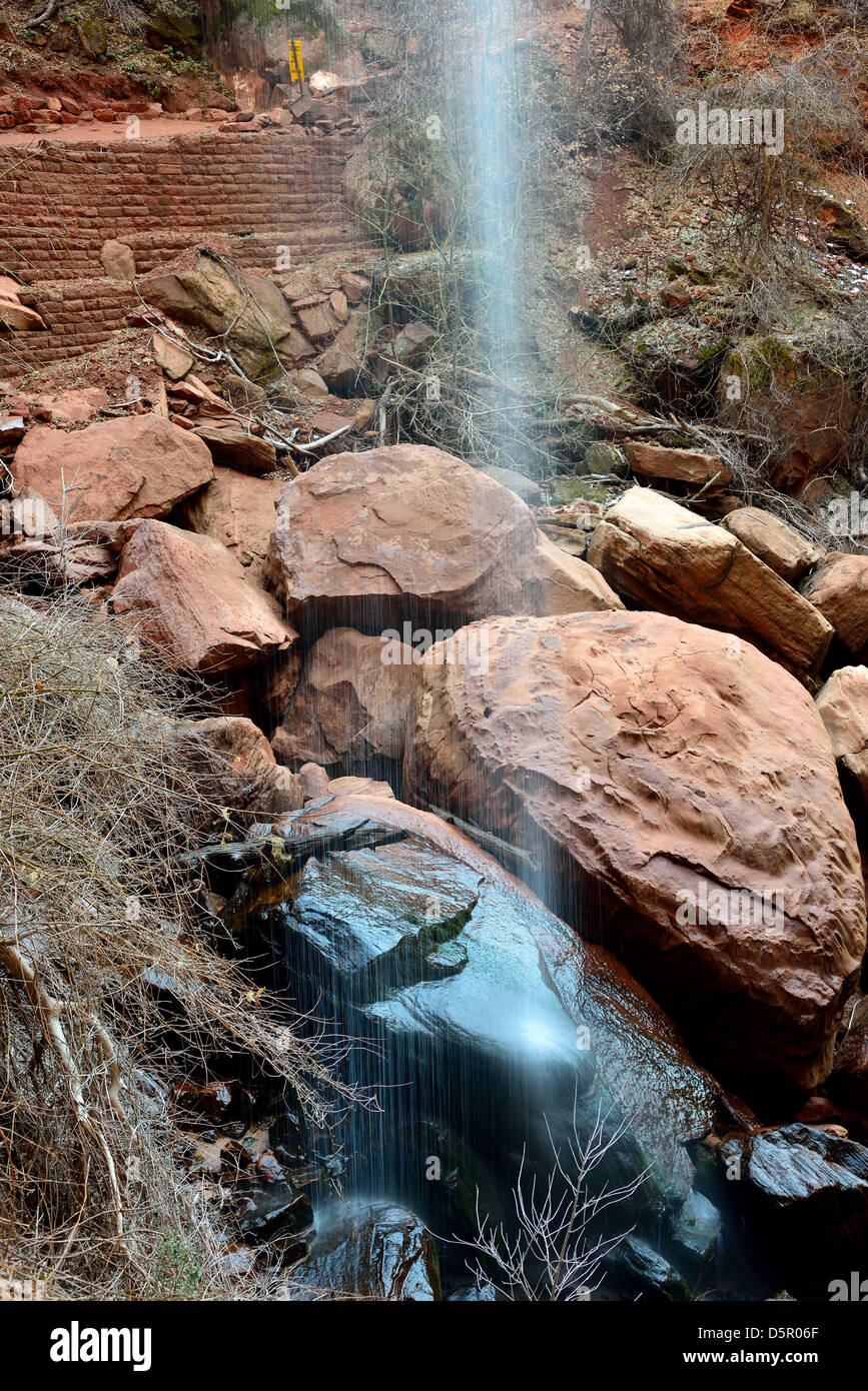 A small waterfall at the lower Emerald Pool. Zion National Park, Utah, USA Stock Photo - Alamy