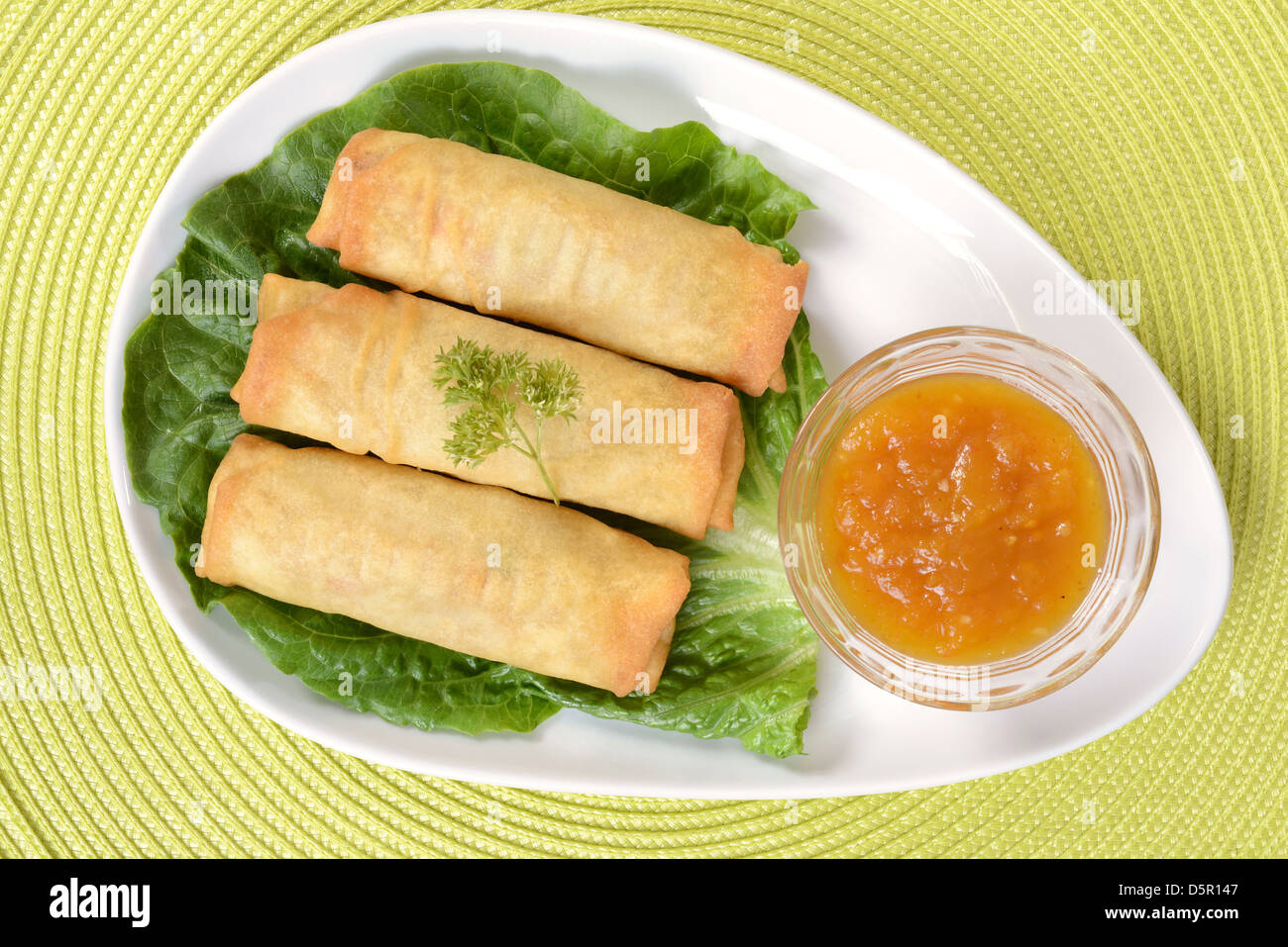 Top view of spring rolls Stock Photo - Alamy