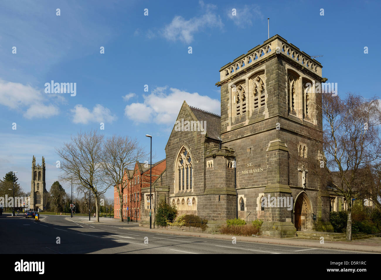 St Michaels Church with St Marys church in the distance Derby UK Stock ...
