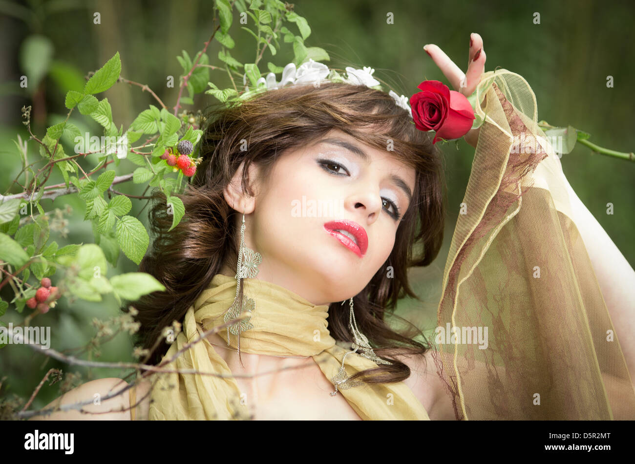 Fashion portrait, beautiful Woman with berries Stock Photo - Alamy