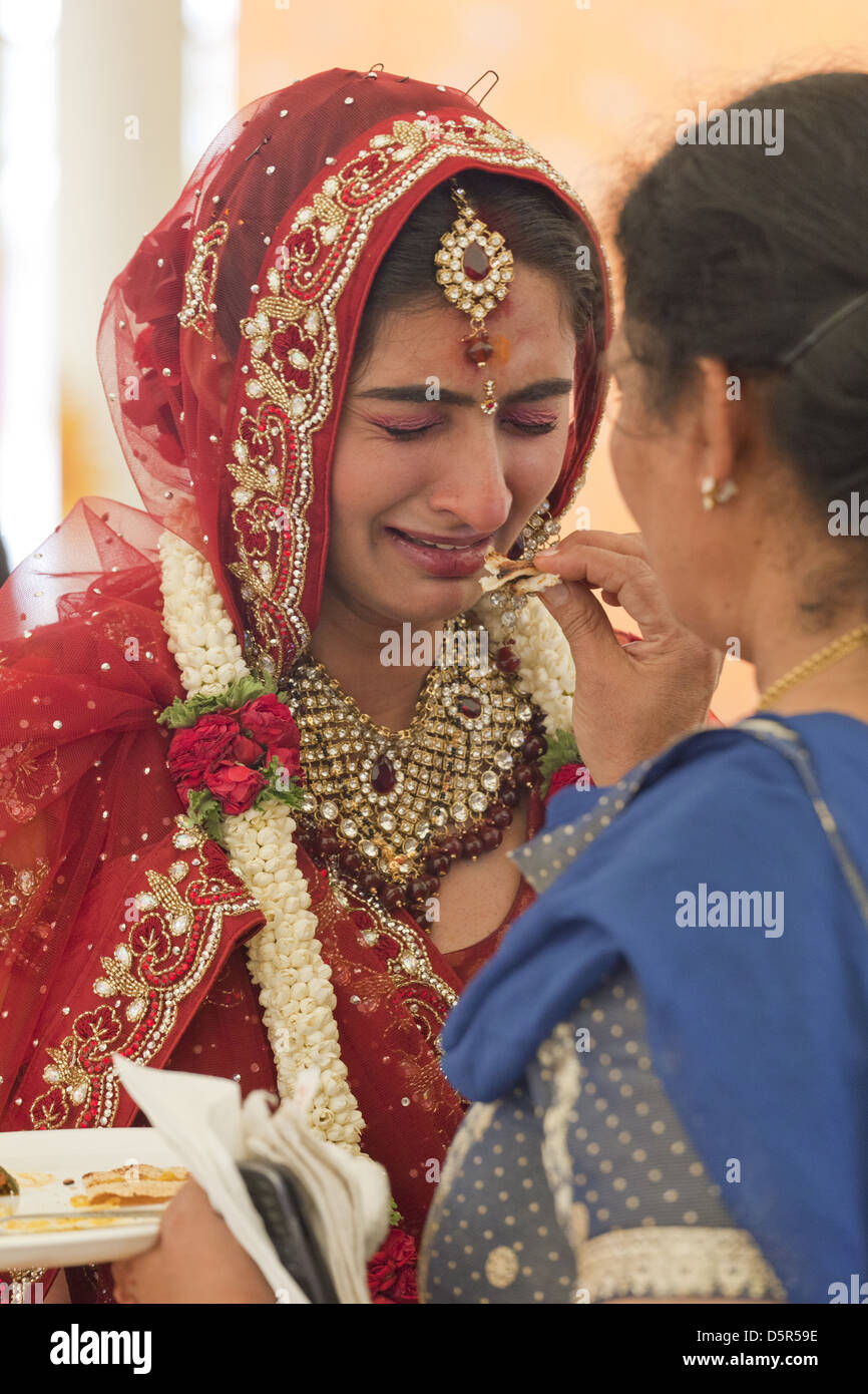 Bride getting emotional at her wedding Stock Photo - Alamy
