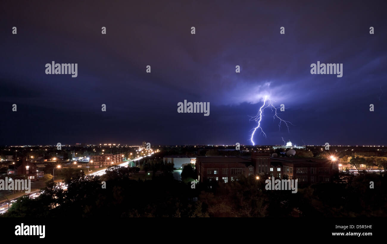 Forked lightning over Regina, SK Stock Photo - Alamy