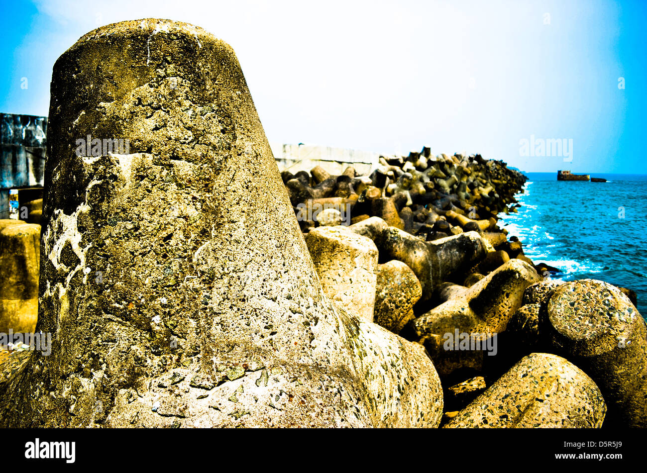 Photo of sea wall that's been placed for the protection from enormous ...