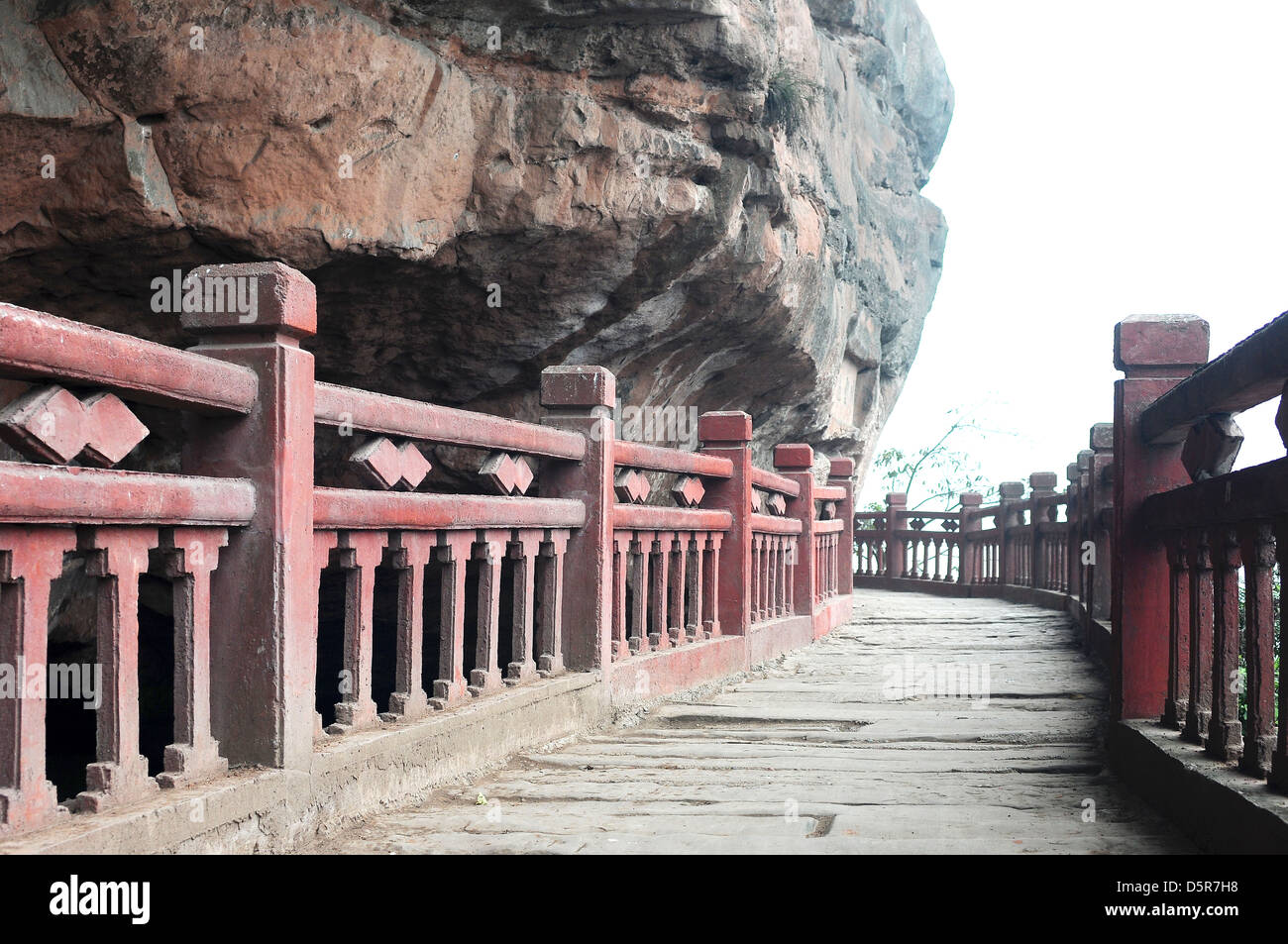 cliff under road Tour path plank red corridor pass travel stone rock ...