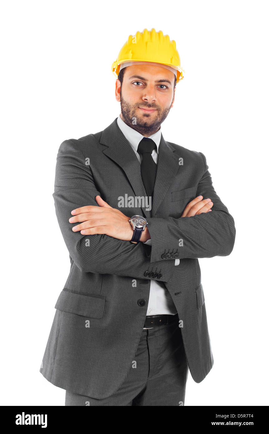 Handsome civil engineer on white background Stock Photo - Alamy