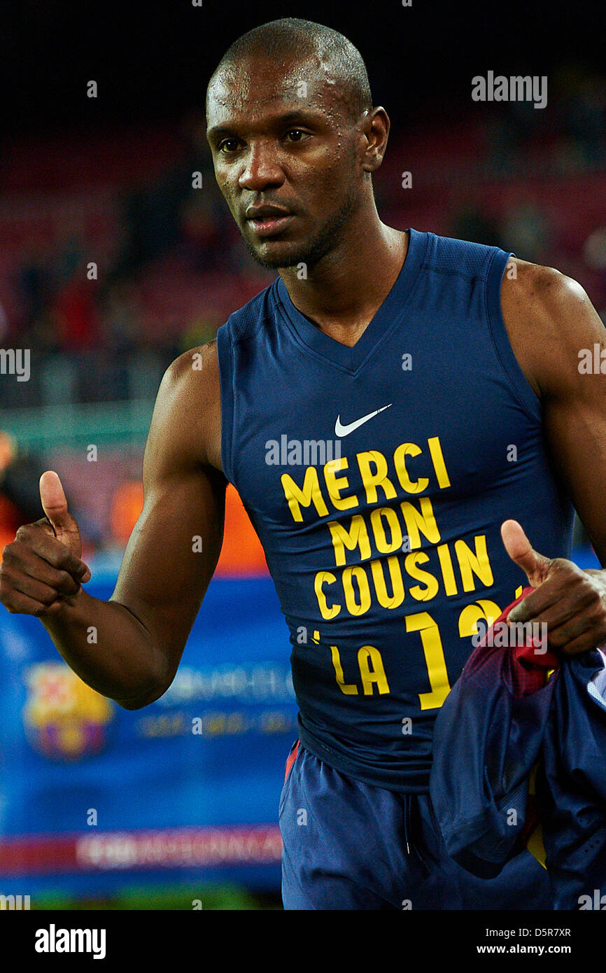 Barcelona, Spain. 6th April 2013. Eric Abidal (FC Barcelona), after ...