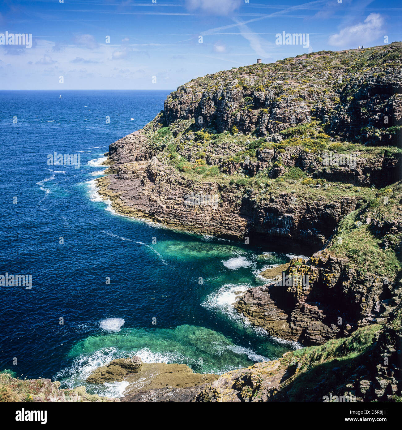 Cliffs and English Channel Frehel cape Brittany France Stock Photo - Alamy