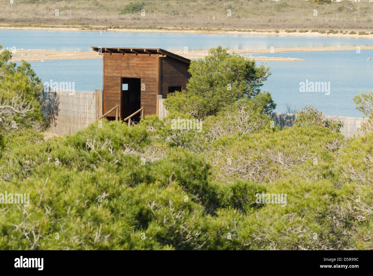 Wooden birdwatching hideout amidst a natural park Stock Photo - Alamy