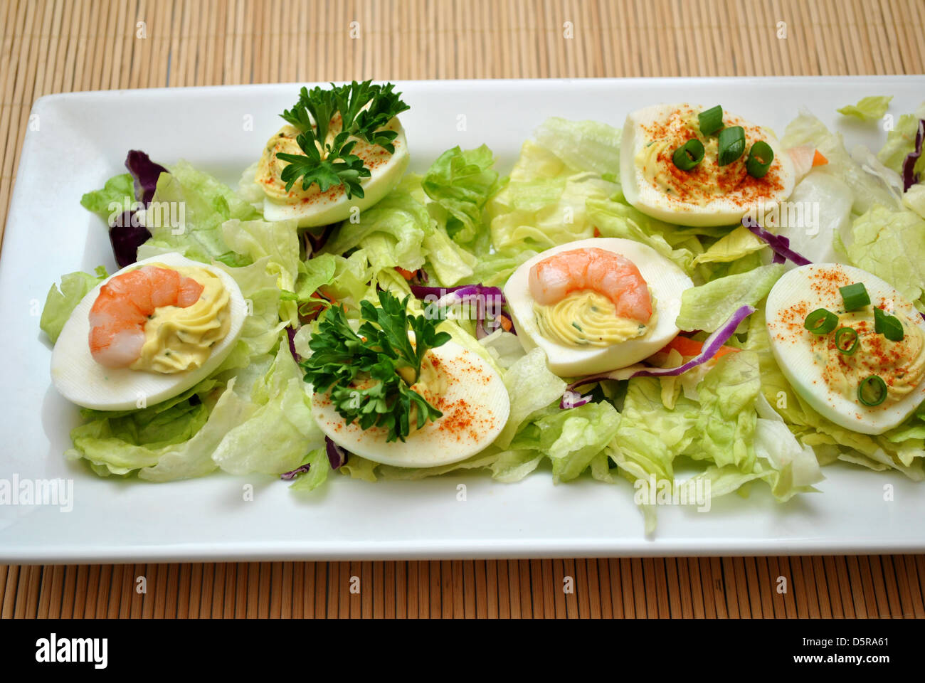 Platter of Fancy Deviled Eggs Stock Photo - Alamy