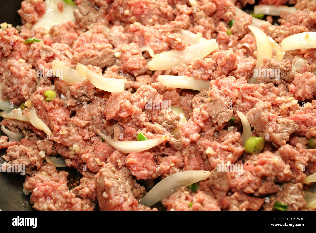 Raw Ground Meat with Onions Stock Photo - Alamy