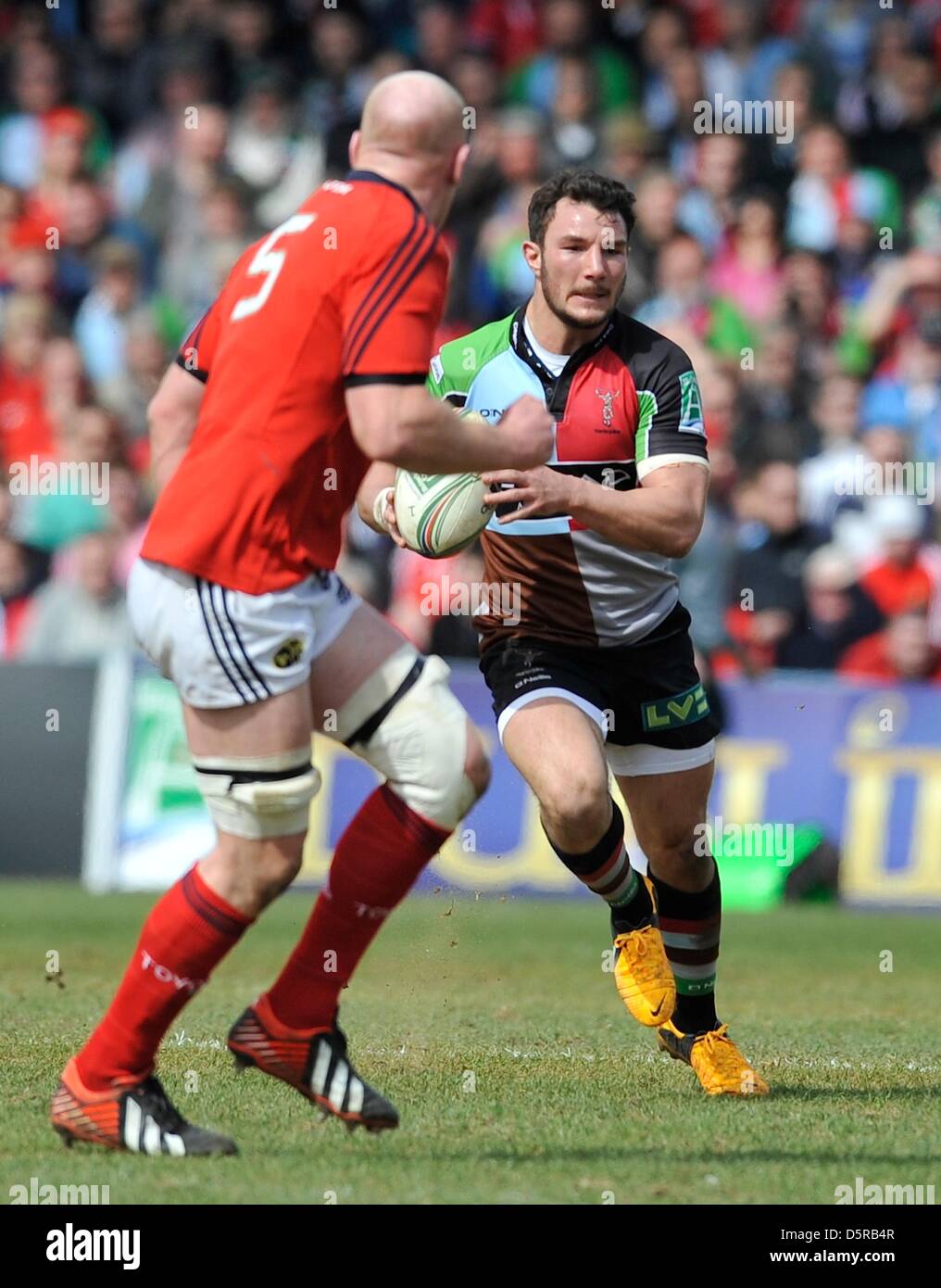 Twickenham, UK. 7th April 2013. George Lowe of Harlequins in action ...