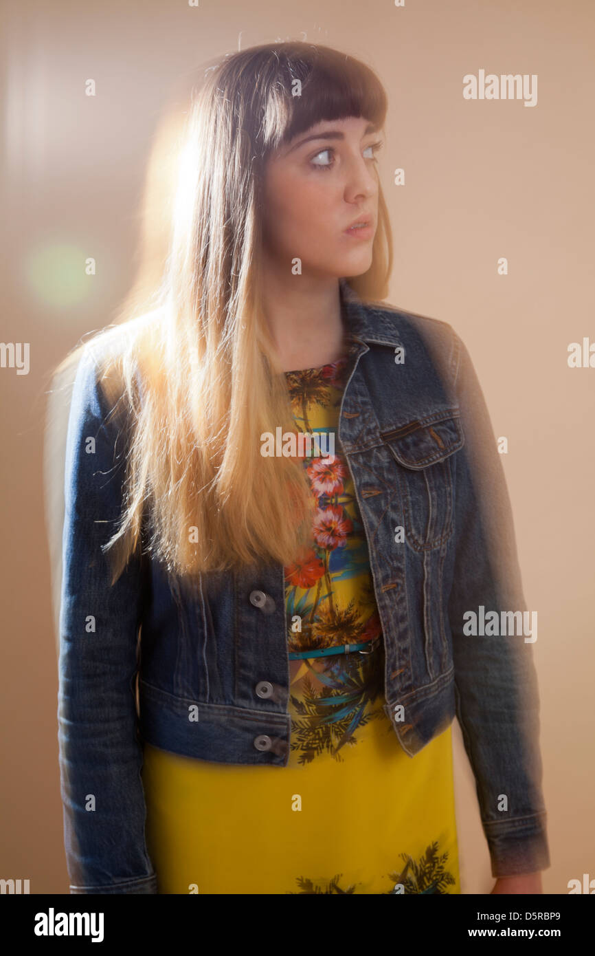 Girl With Anxious Look Stock Photo - Alamy
