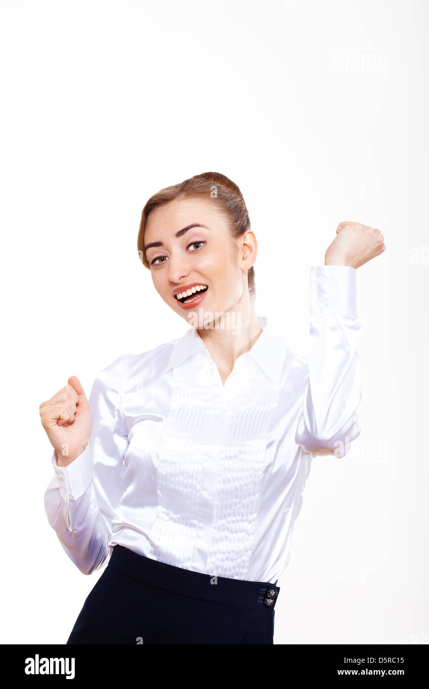 Portrait beautiful success business woman on white background Stock ...