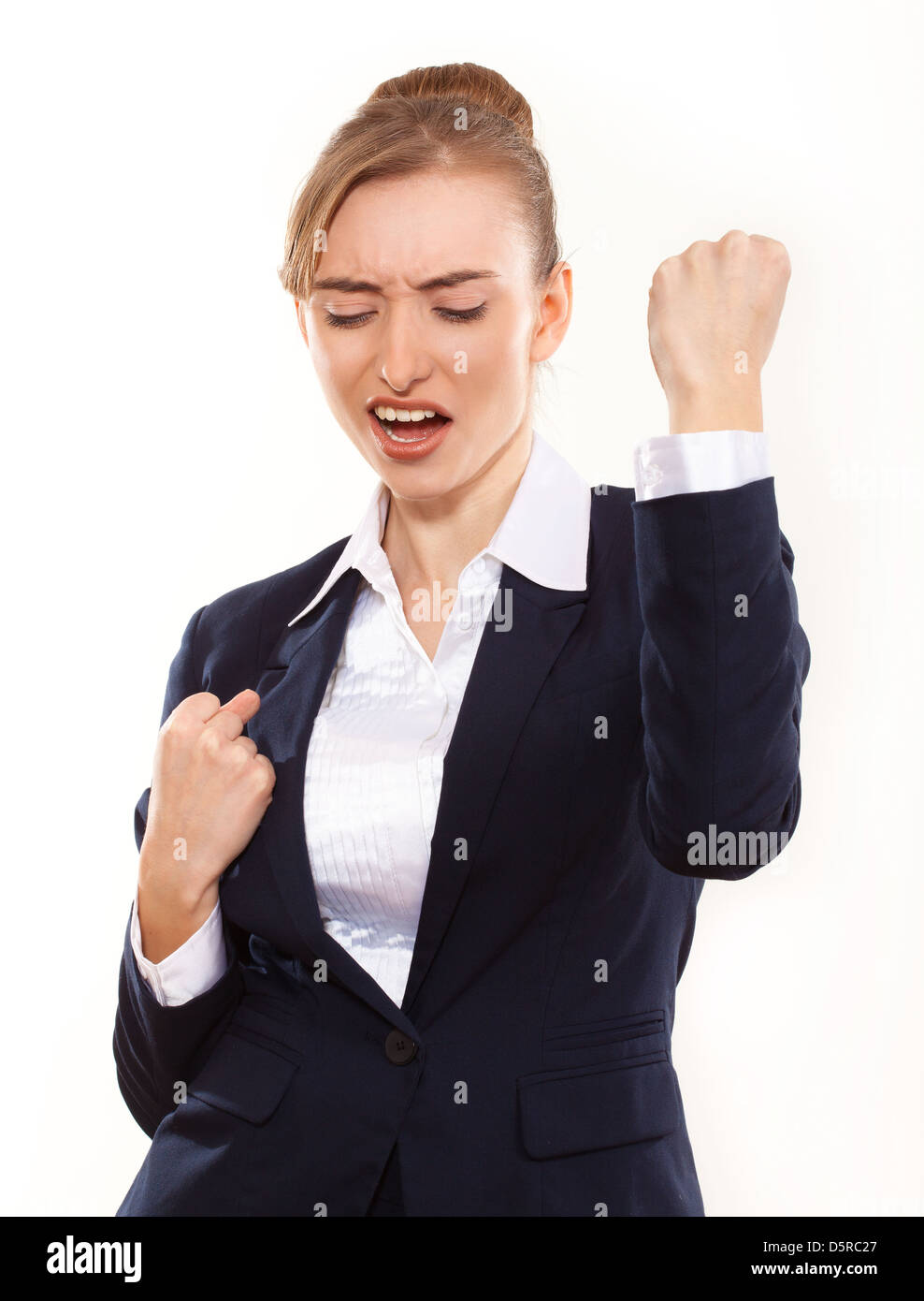 Portrait beautiful success business woman on white background Stock ...