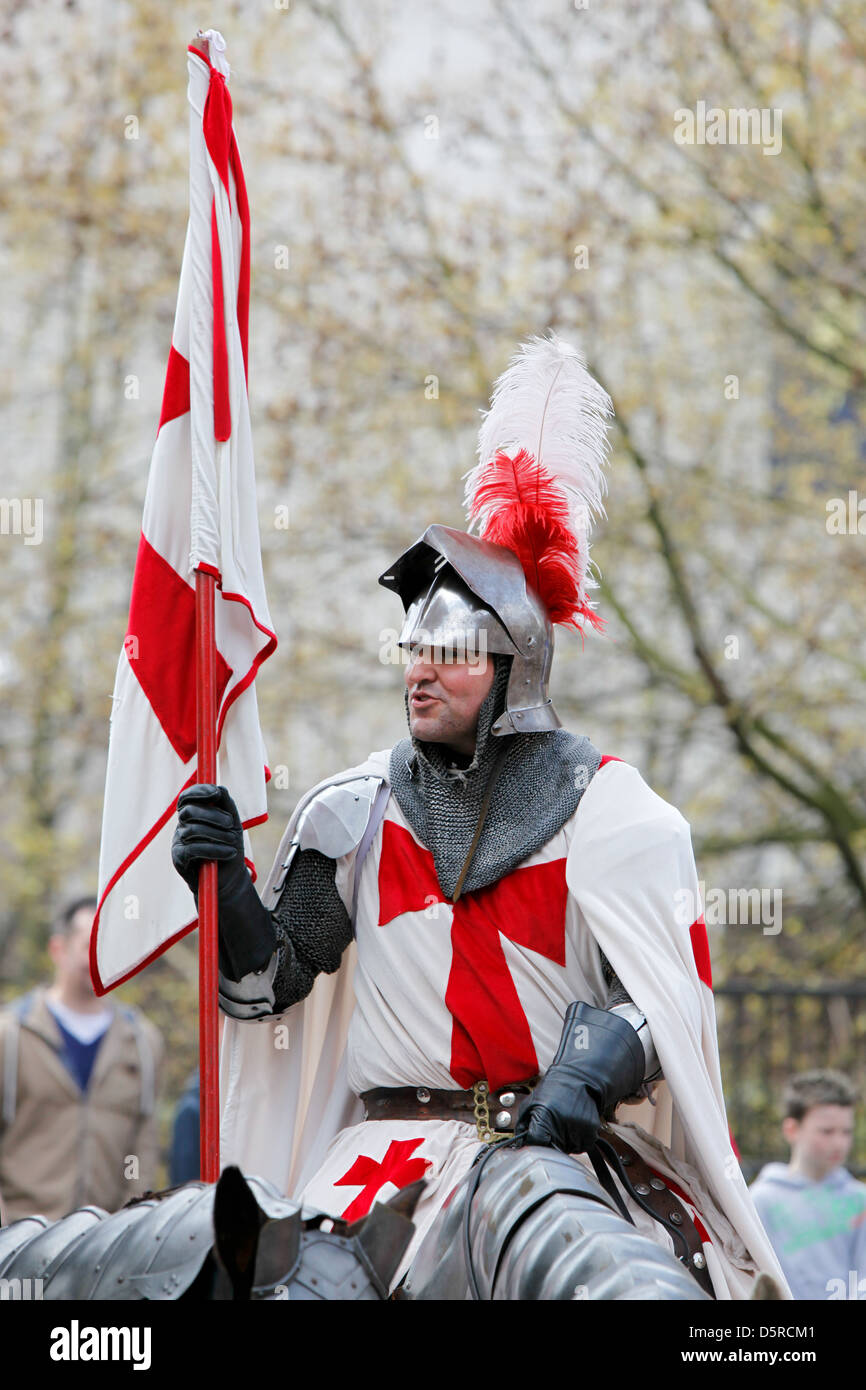 St George on his horse both have armour on Stock Photo - Alamy
