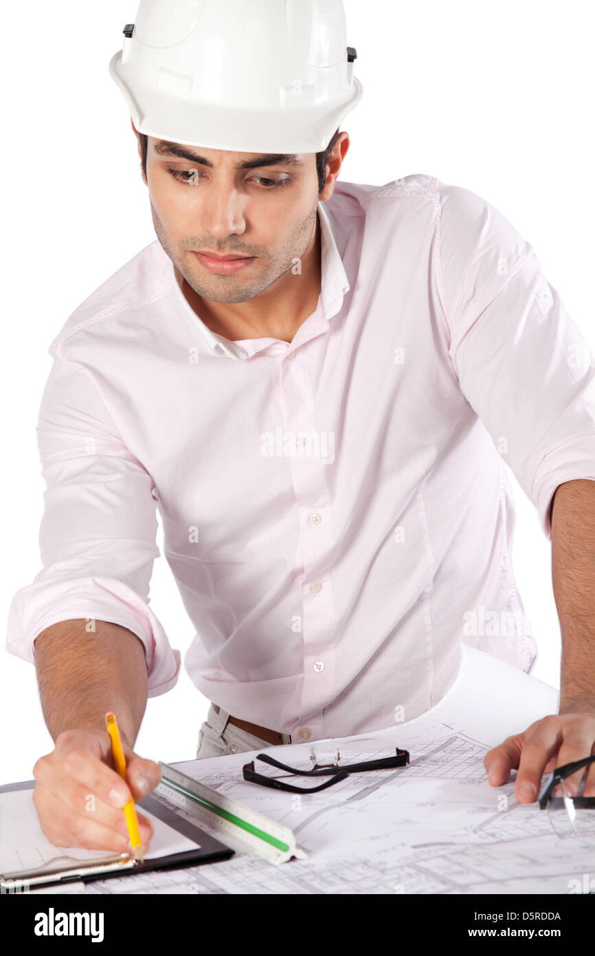 Young hispanic man architect drawing hi-res stock photography and ...