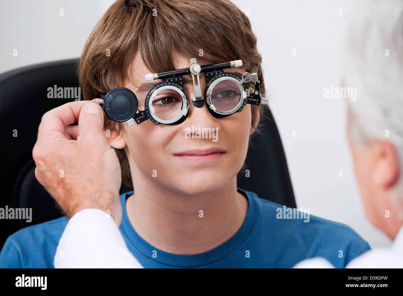 Eye Test Through Trial Frames Stock Photo - Alamy