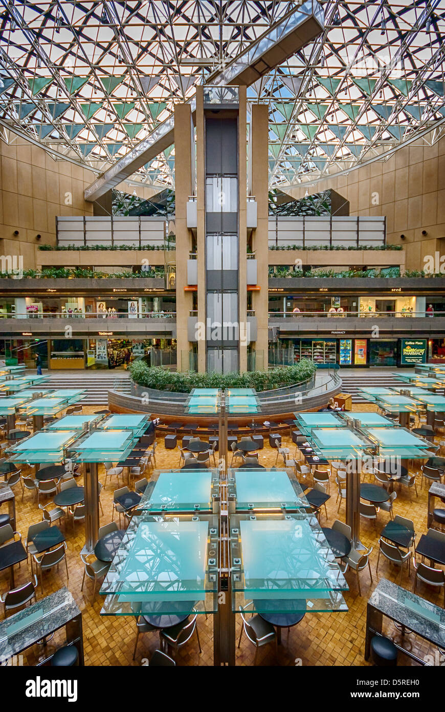 The café and restaurant area in the forecourt of Collins Place shopping ...