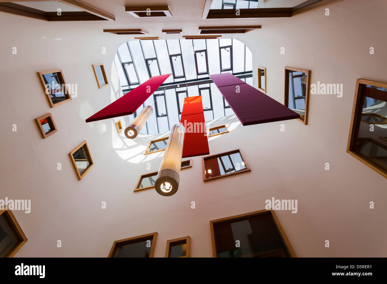 looking up at atrium at Damascus House and Emmaus House, Salisbury ...