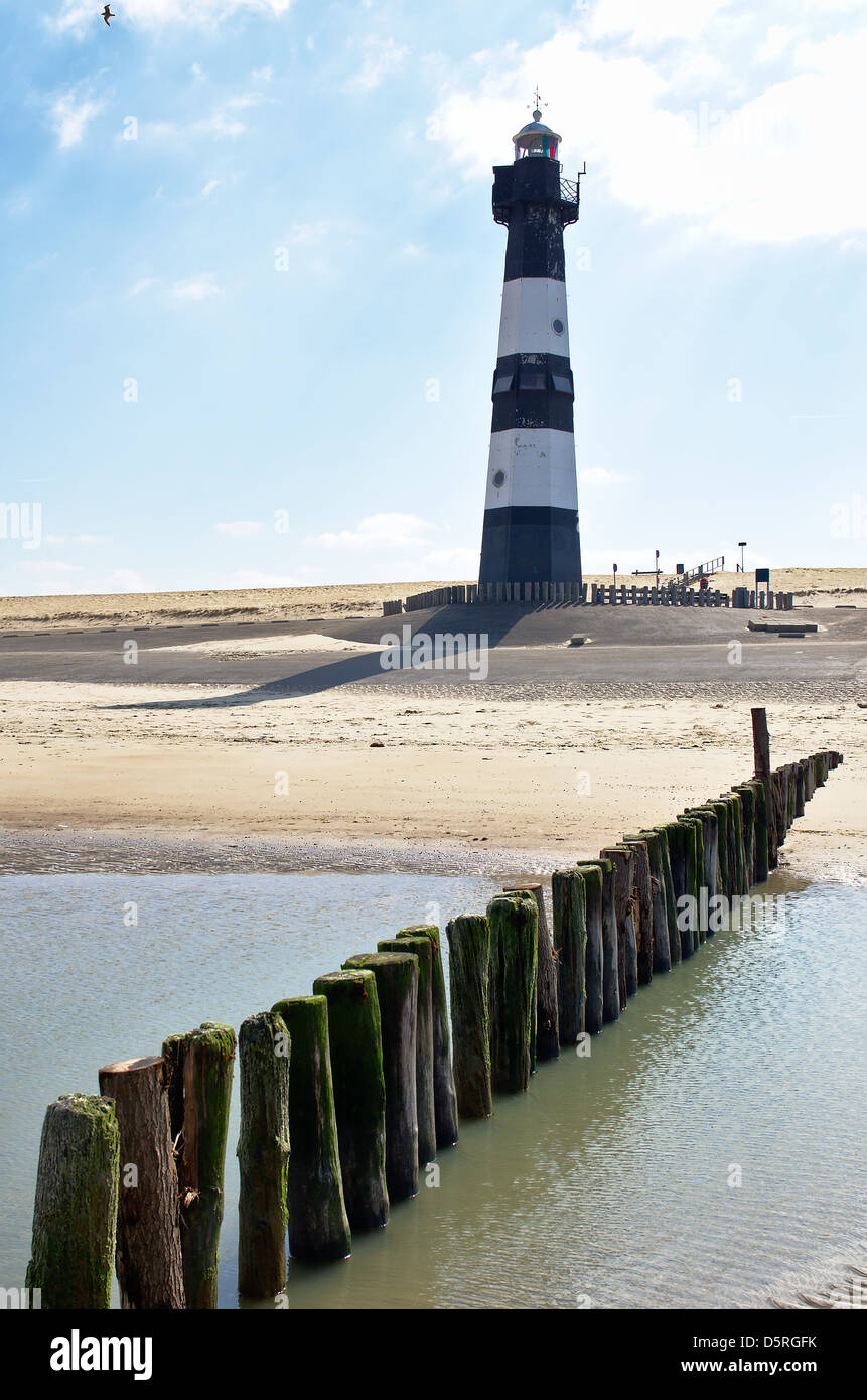Lighthouse on the beach in Breskens, Holland Stock Photo - Alamy