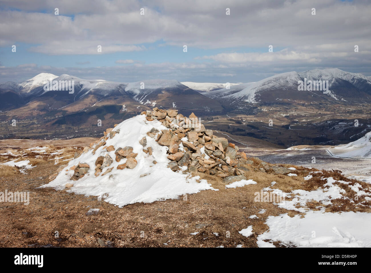 The Summit of Bleaberry Fell with the View North Towards Skiddaw and ...