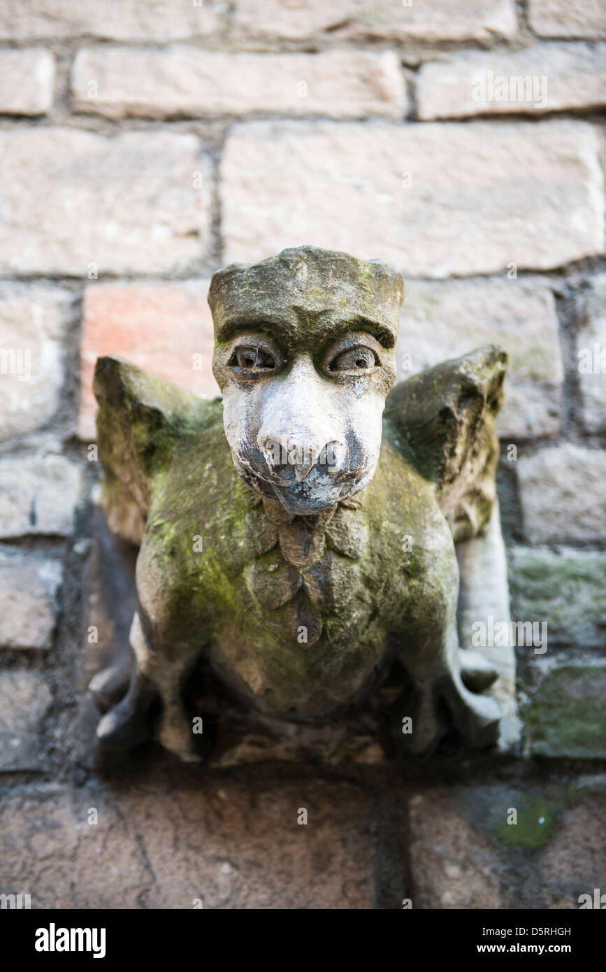 Close up shot of old church gargoyle covered in moss Stock Photo - Alamy