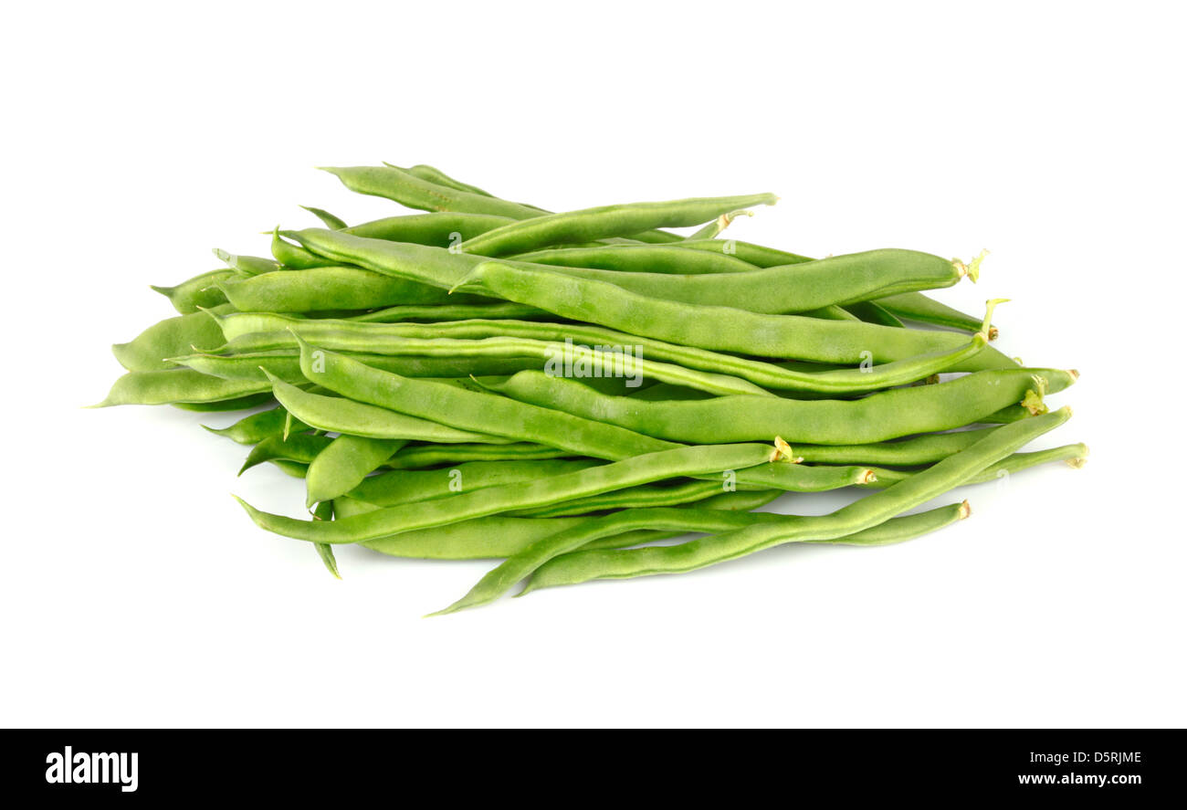 Fresh French Green Beans on white background Stock Photo - Alamy