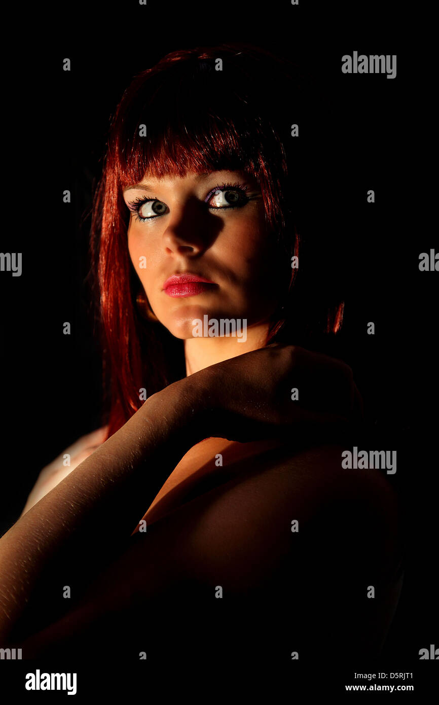 Pretty Woman Portrait Low key Lighting Stock Photo - Alamy