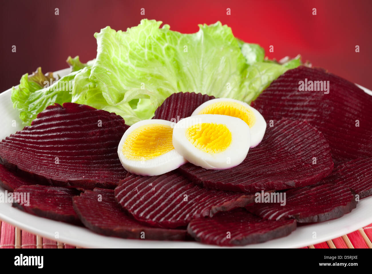Beet salad with eggs Stock Photo - Alamy