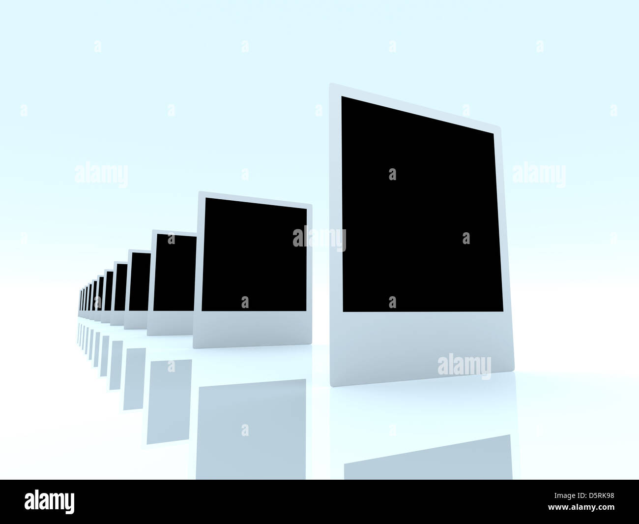 3D Illustration. Classic picture frames of instant image cameras Stock ...