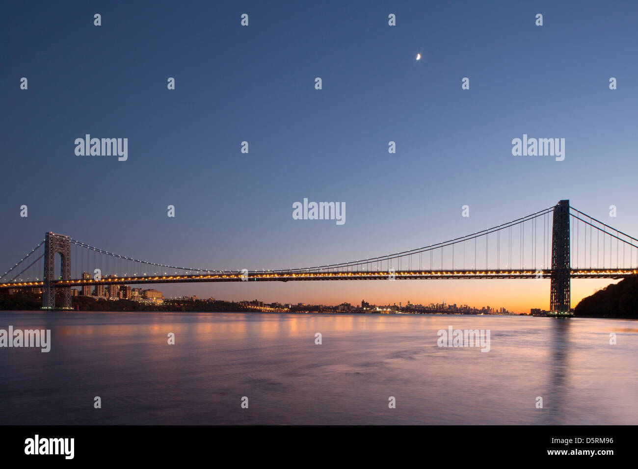 GEORGE WASHINGTON BRIDGE (©CASS GILBERT 1931) HUDSON RIVER MANHATTAN ...