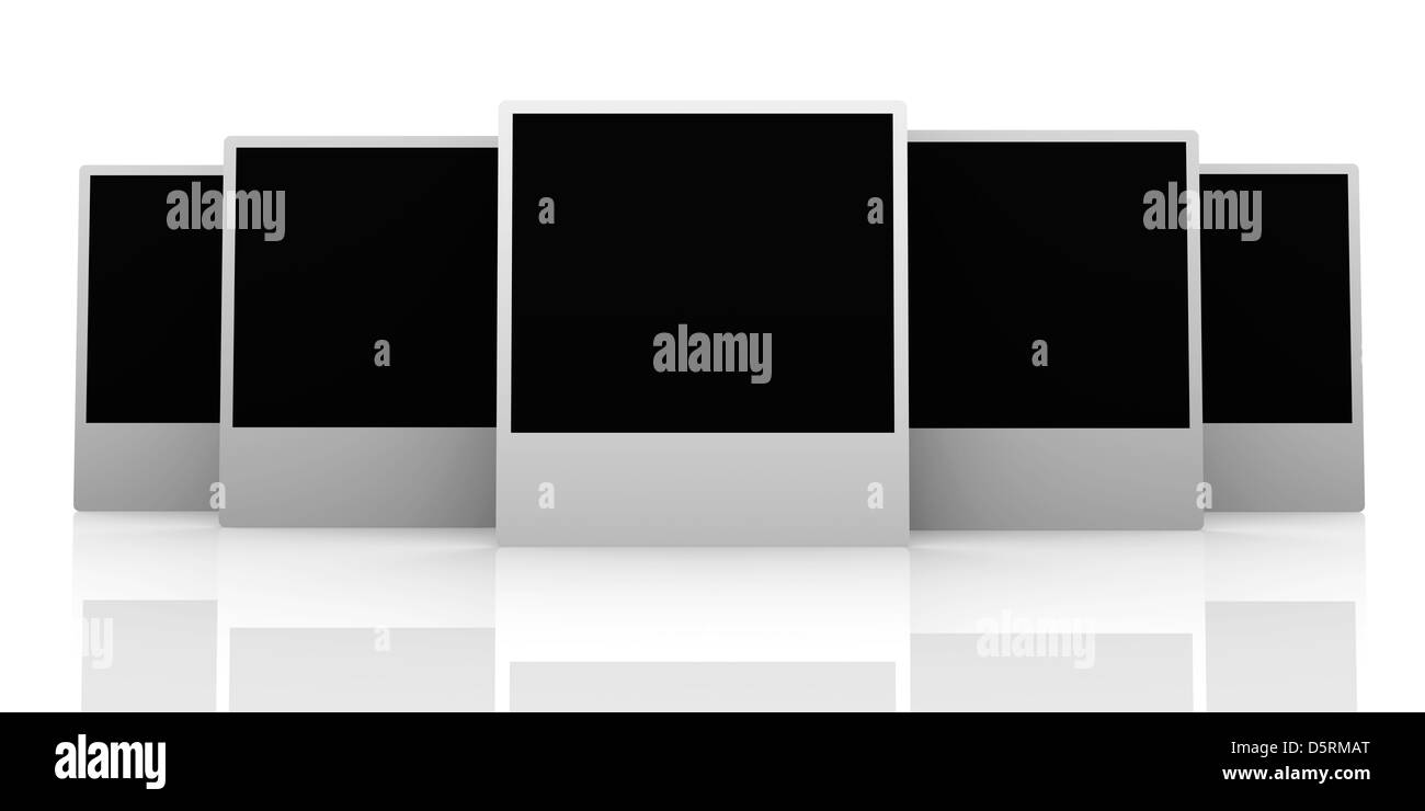 3D Illustration. Classic picture frames of instant image cameras Stock ...