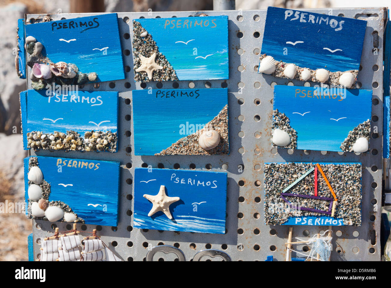 Shell souvenirs for sale on Greek Island of Pserimos Stock Photo - Alamy