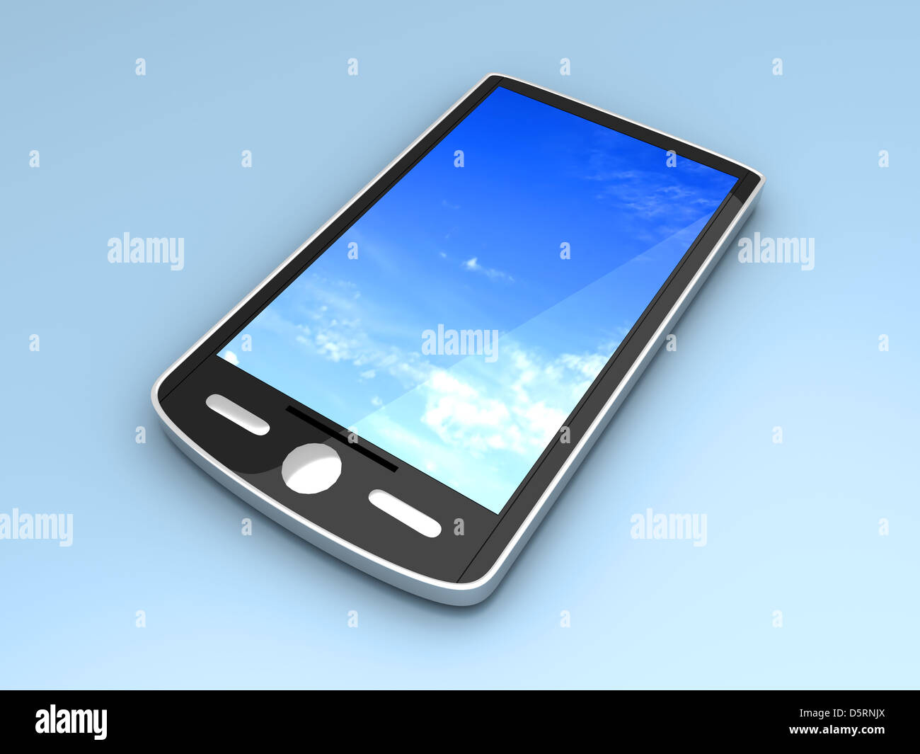 A generic Smartphone. 3D rendered illustration. Blue background Stock ...