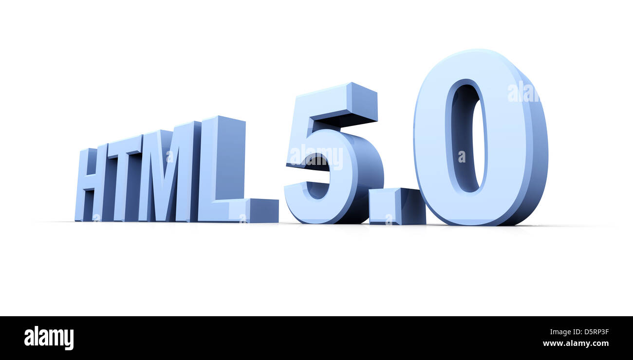 HTML 5.0. 3D rendered Illustration. Isolated on white Stock Photo - Alamy